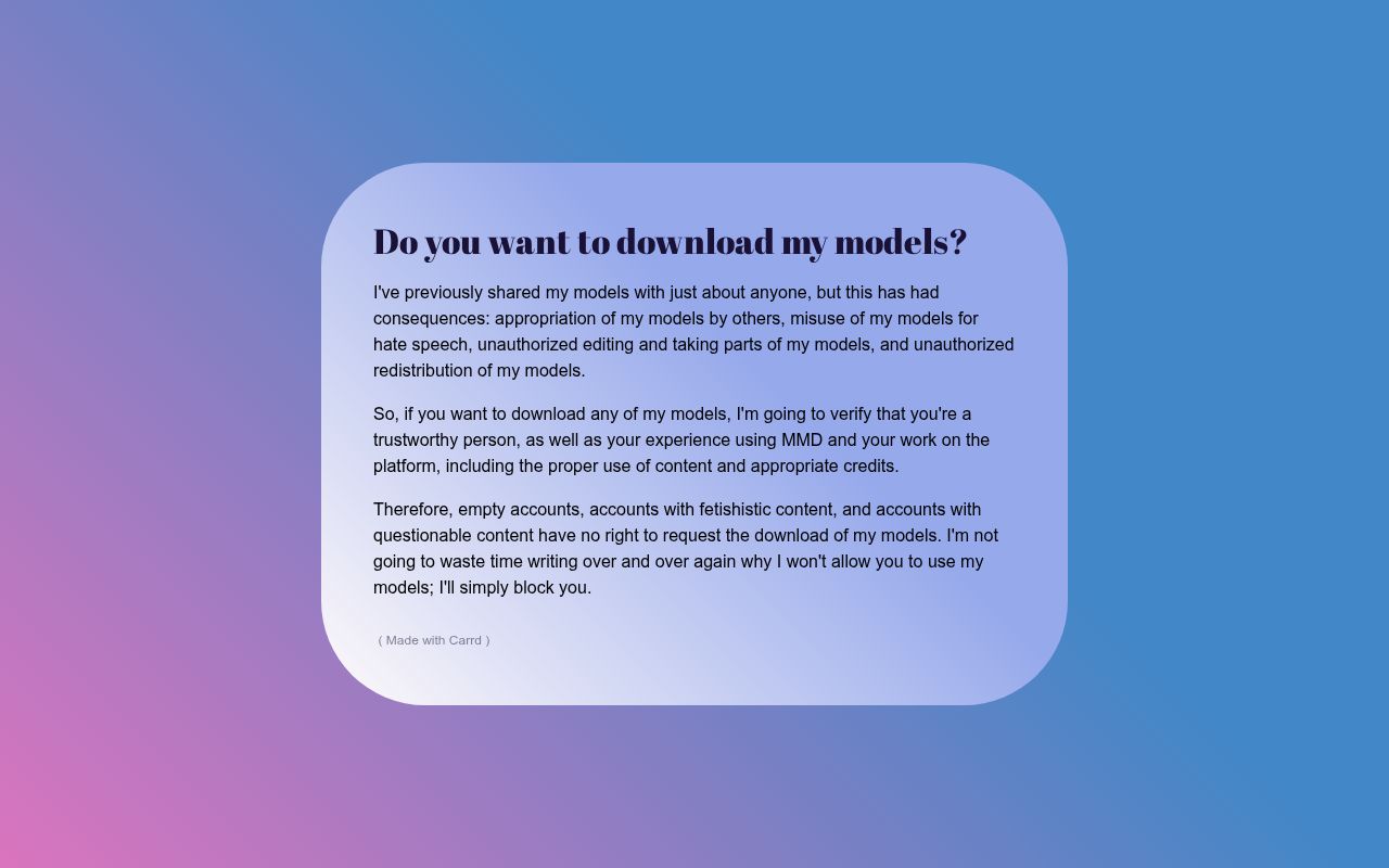 Want to download my models?